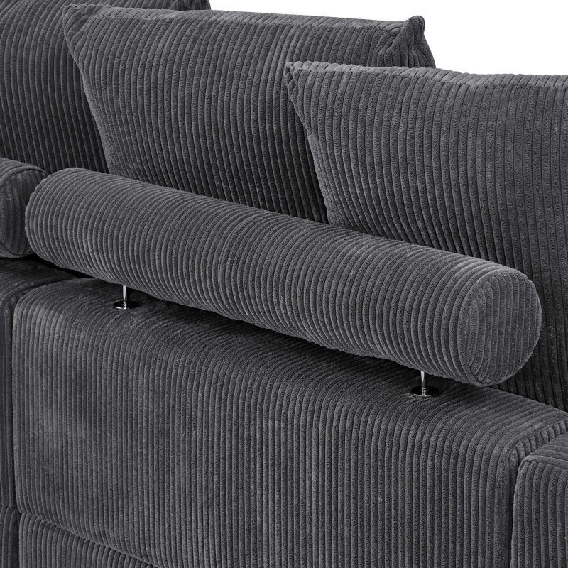 Latitude Run® 122" Upholstered Corduroy Sofa With Solid Wood Legs & Reviews | Wayfair